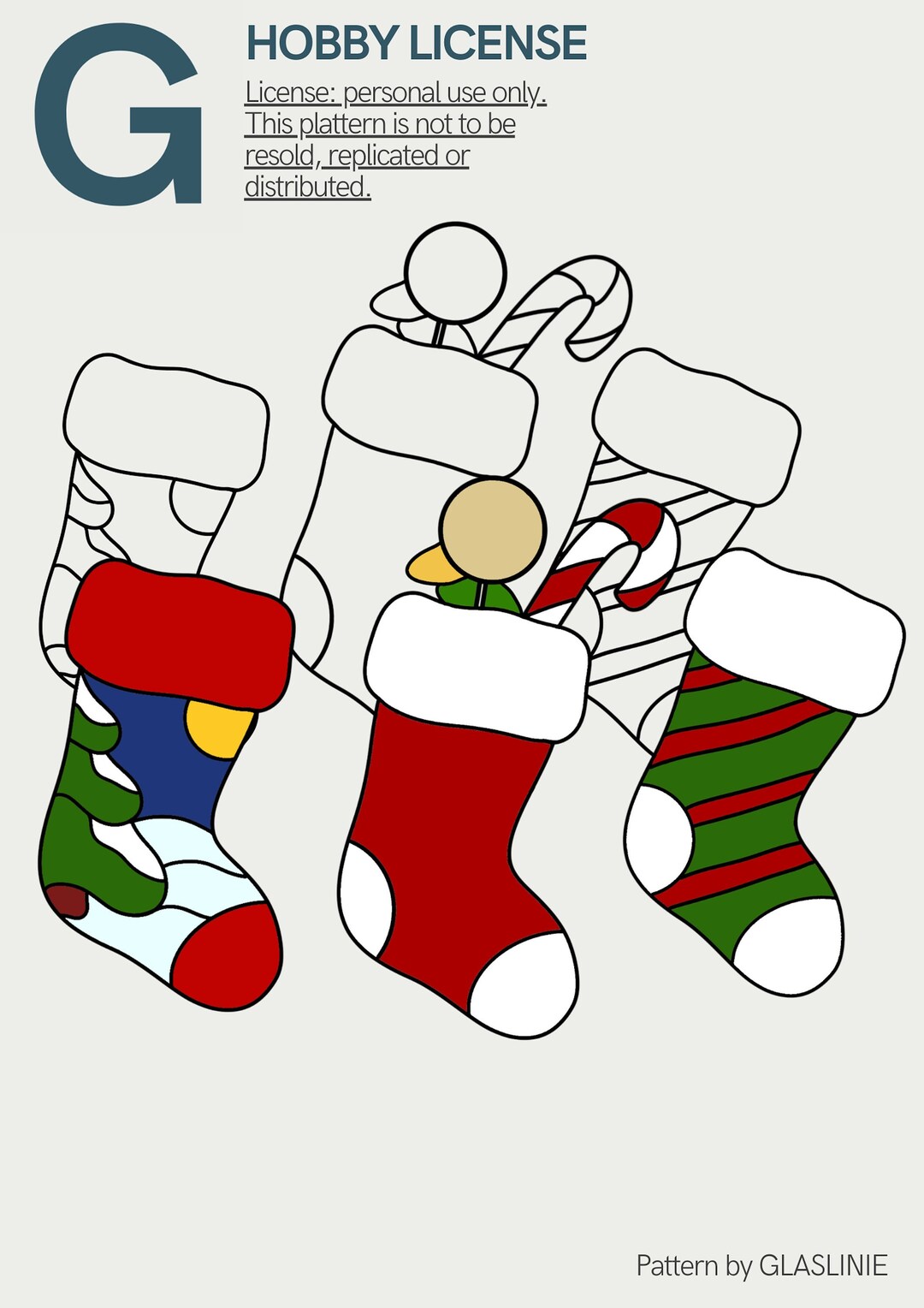 Christmas Stocking Stained Glass Pattern: DIY Decor (PDF Digital ...