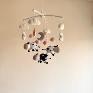 Cows Baby Mobile, Crochet Cow, Cow Baby Nursery, Moon Star Cloud ...