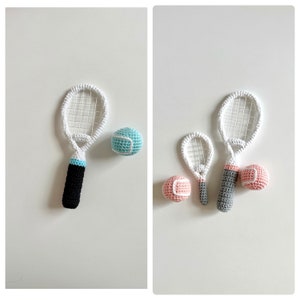 Set of Baby Toy With Crochet Tennis Ball and Racket, Tennis Ball Toy ...