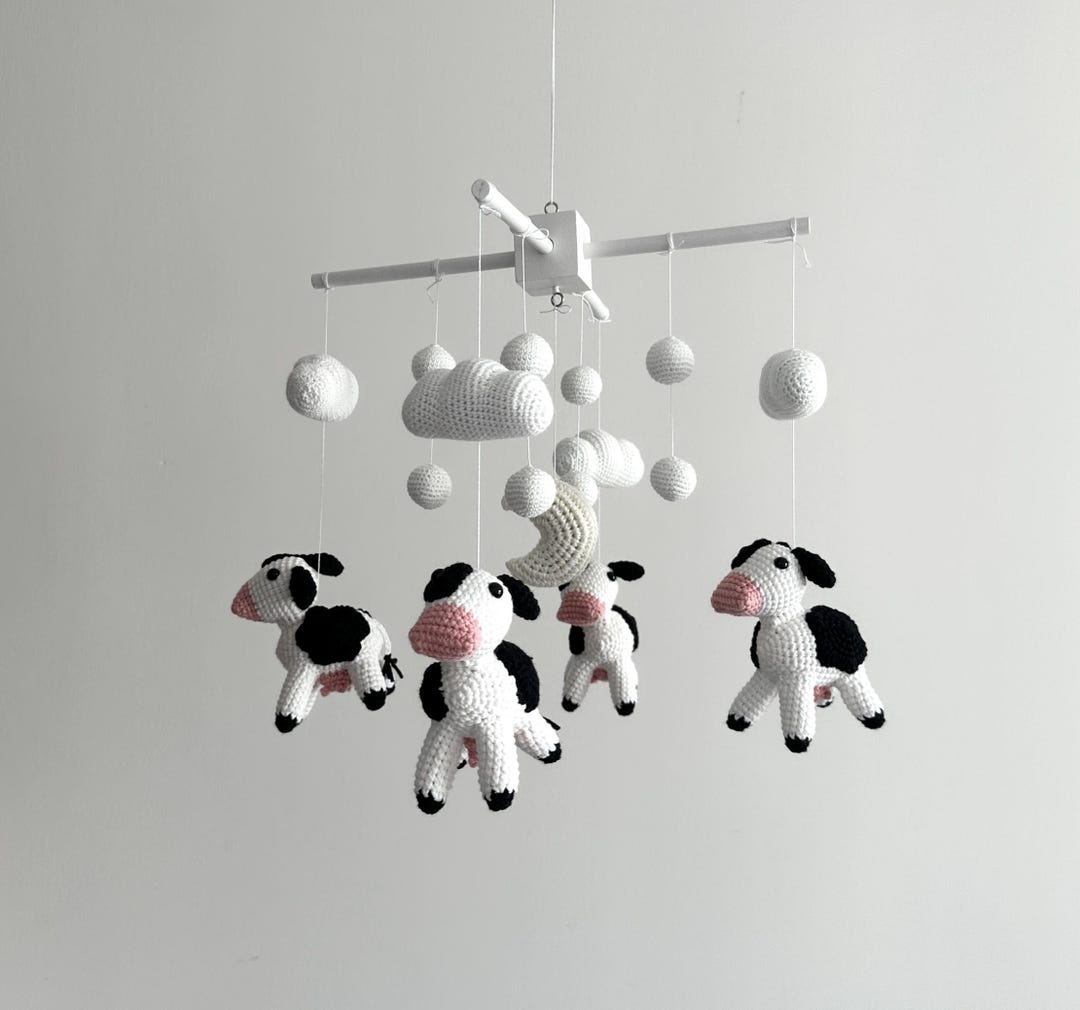 Cow Baby Mobile, Crochet Cow Baby Nursery, and Made Cow Baby Mobile ...
