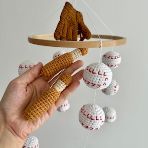 Baseball Baby Mobile, Baseball Bat Baby Nursery, Crochet Baseball ...