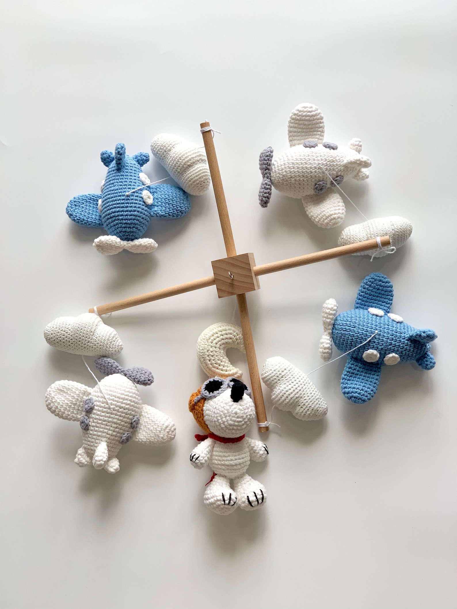 Crochet Pilot Dog Planes Baby Mobile, Pilot Dog Baby Nursery, Airplane ...