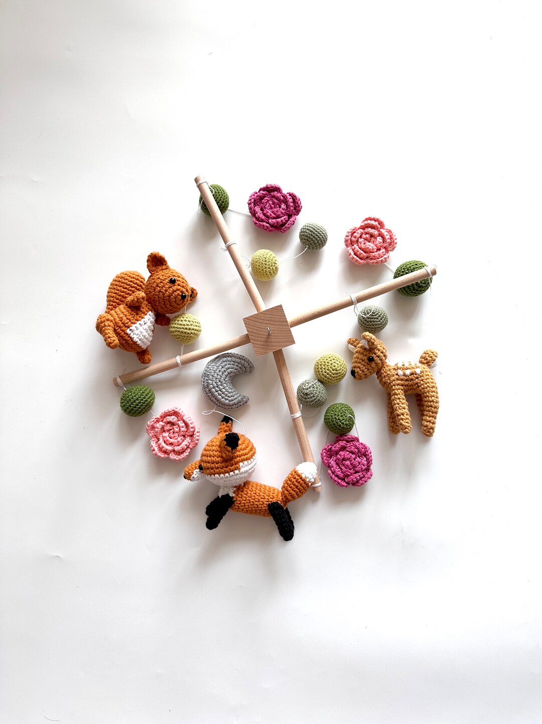 Jungle Animals Rose Baby Mobile, Crochet Jungle Stuff Animals Baby ...
