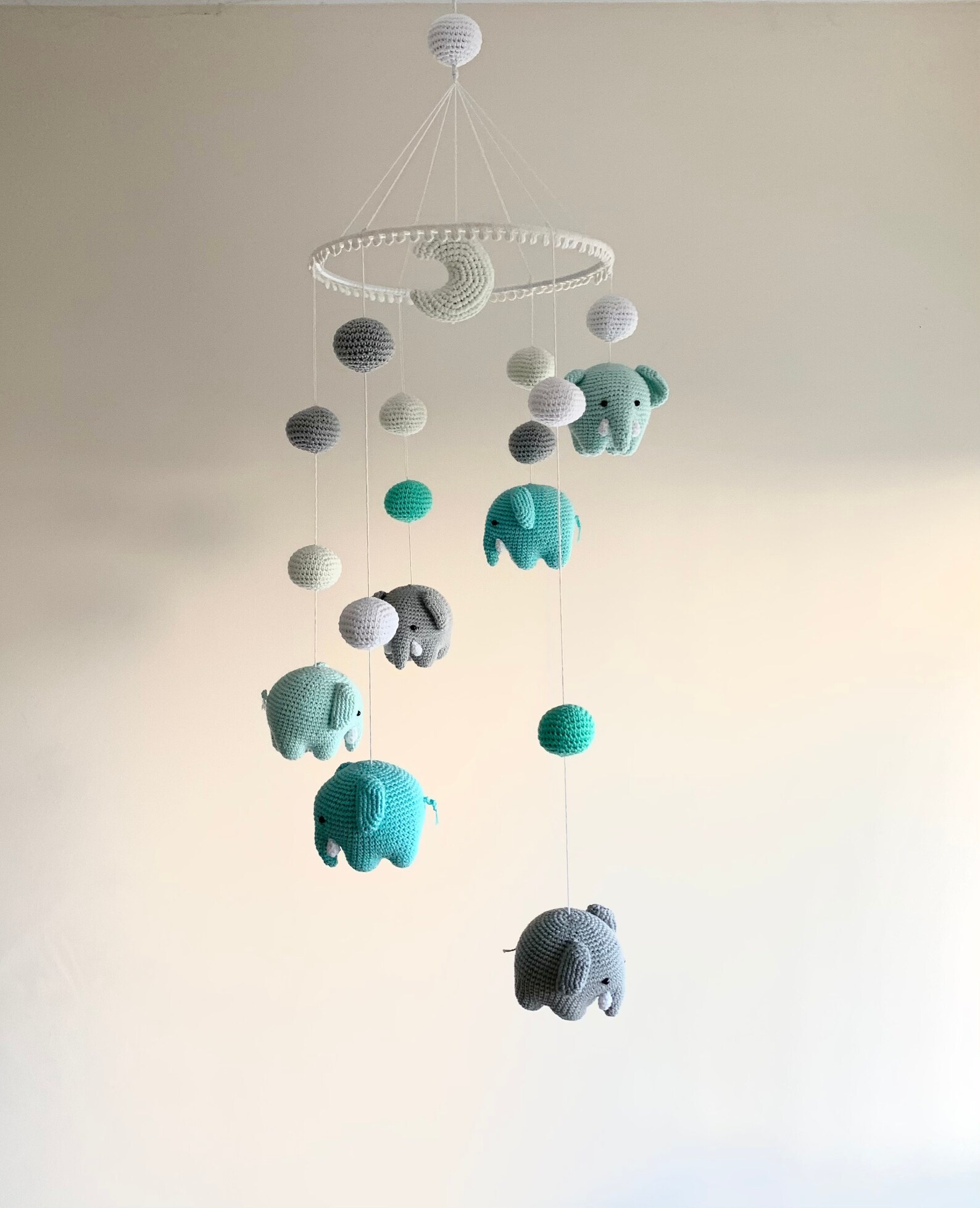 Elephant Baby Mobile, Crochet Elephant Mobile, Toy Baby Mobile, Baby ...