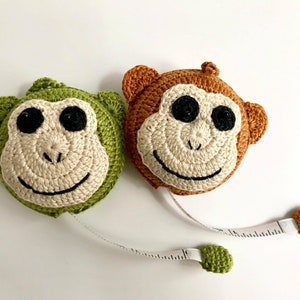 Christmas Gift, Crochet Monkey Tapemeasure, Animal Tapemeasure, Monkey ...