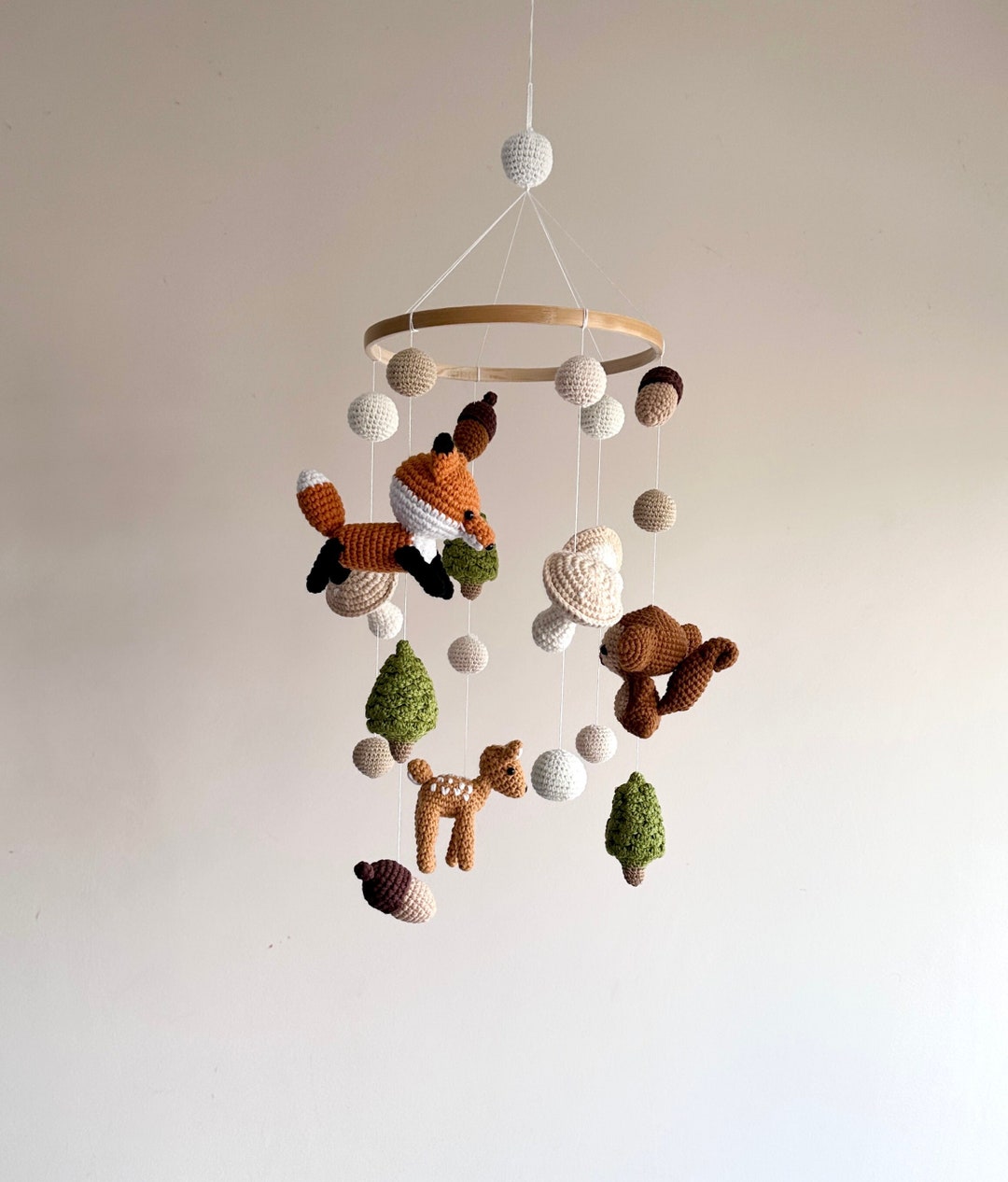 Woodland Animals Baby Mobile, Handmade Forest Animals Nursery, Jungle ...