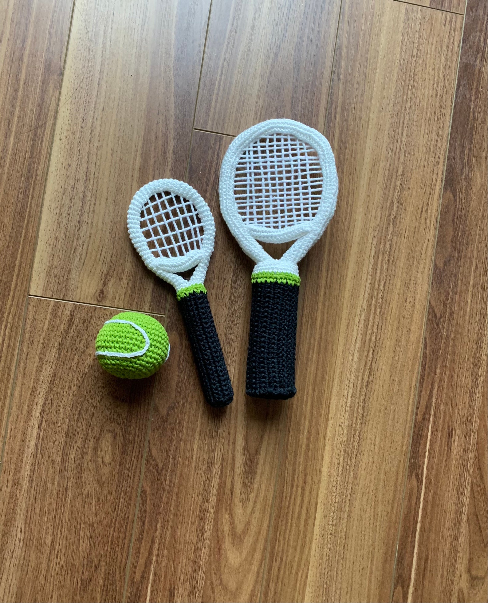 Set of Baby Toy With Crochet Tennis Ball and Racket, Tennis Ball Toy ...