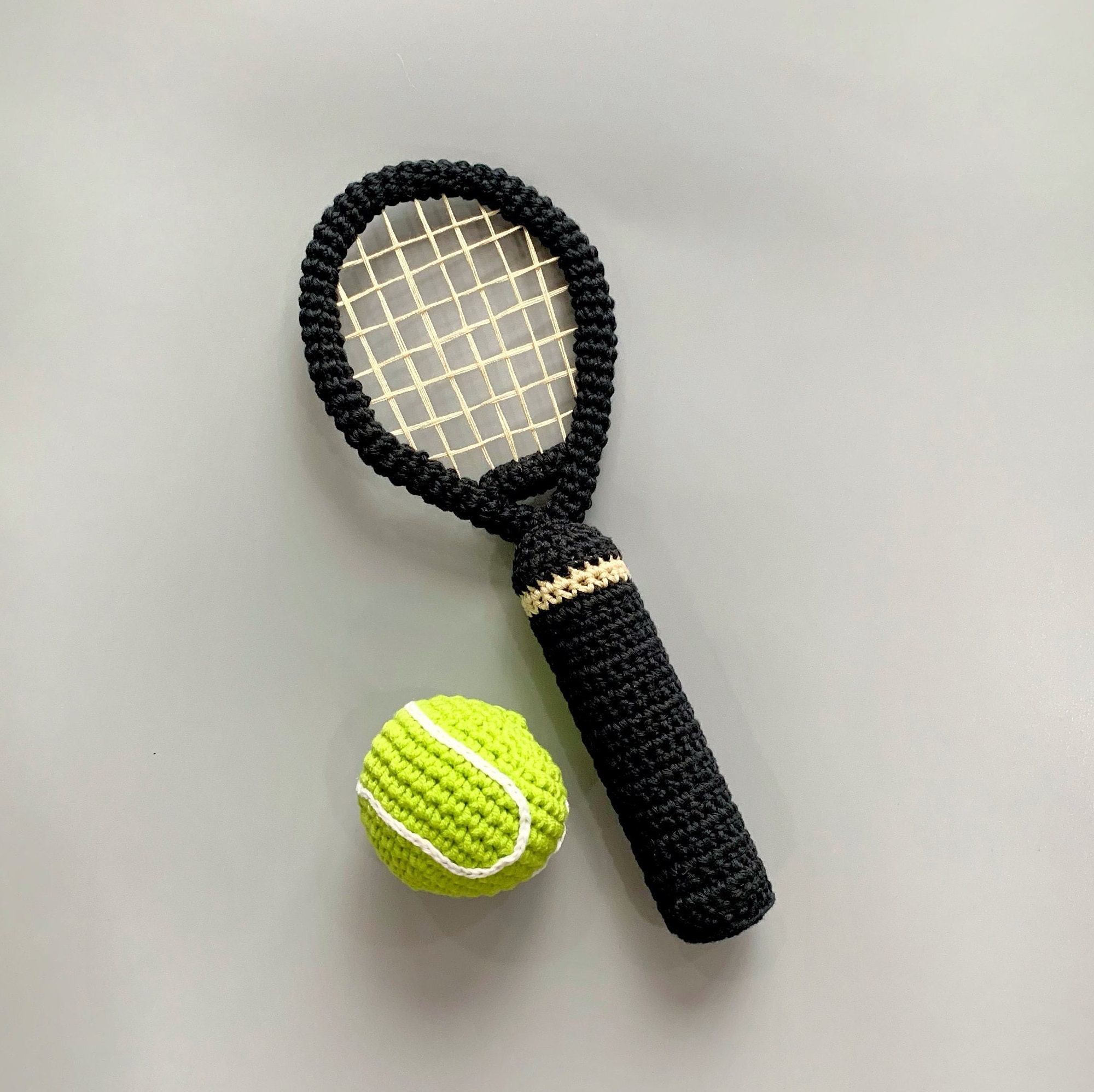 Set of Baby Toy With Crochet Tennis Ball and Racket, Tennis Ball Toy ...