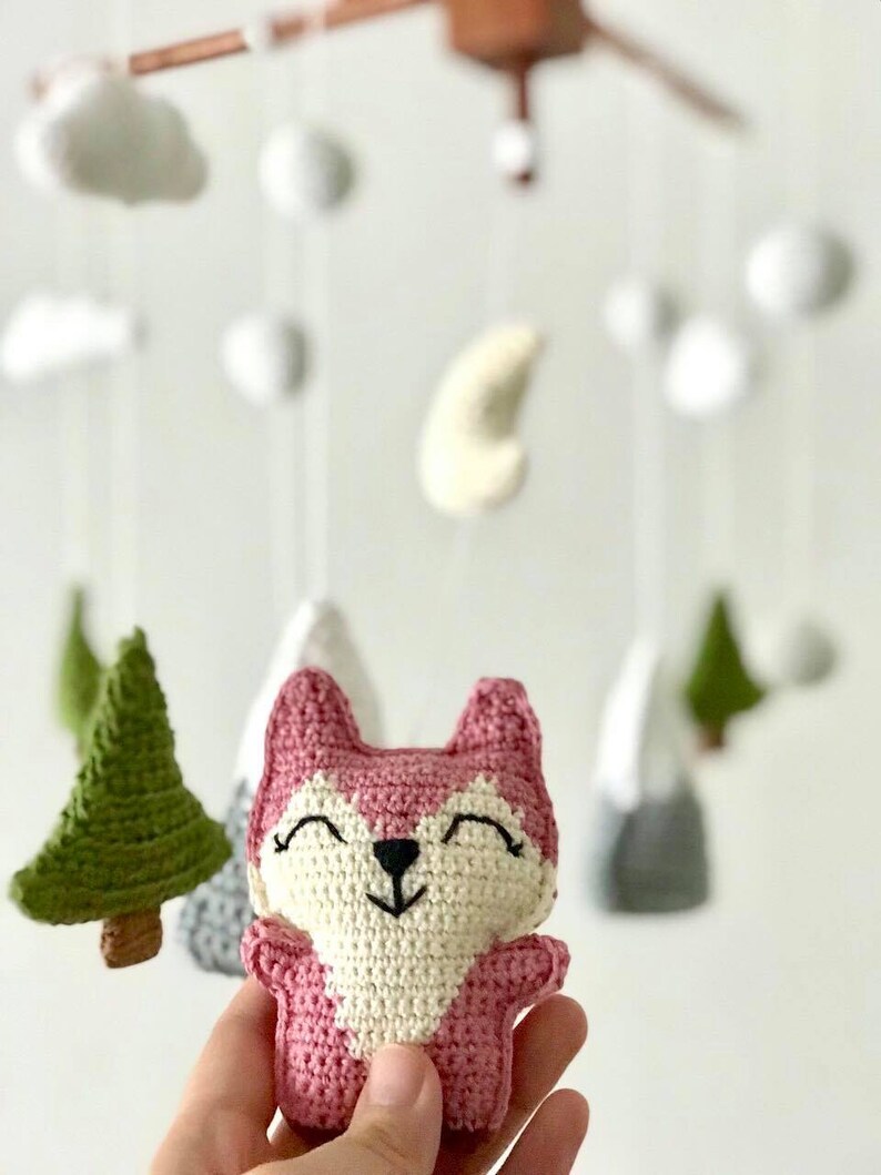Little Fox Baby Mobile Fox With Trees and Snow Moutains Toy - Etsy