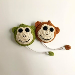 Christmas Gift, Crochet Monkey Tapemeasure, Animal Tapemeasure, Monkey ...