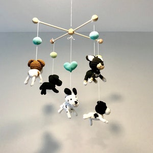 Puppies Baby Mobile, Crochet Puppy, Crochet Dog Baby Nursery, Dogs Baby ...