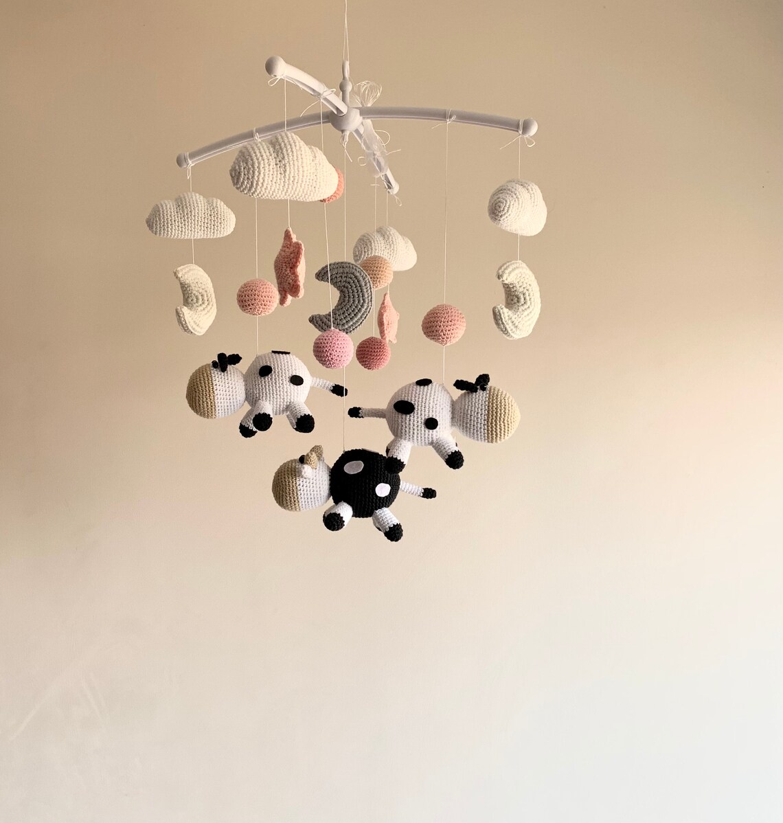 Cows Baby Mobile Crochet Cow Cow Baby Nursery Moon Star - Etsy