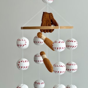 Baseball Baby Mobile, Baseball Bat Baby Nursery, Crochet Baseball ...