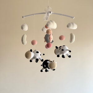 Cows Baby Mobile, Crochet Cow, Cow Baby Nursery, Moon Star Cloud ...