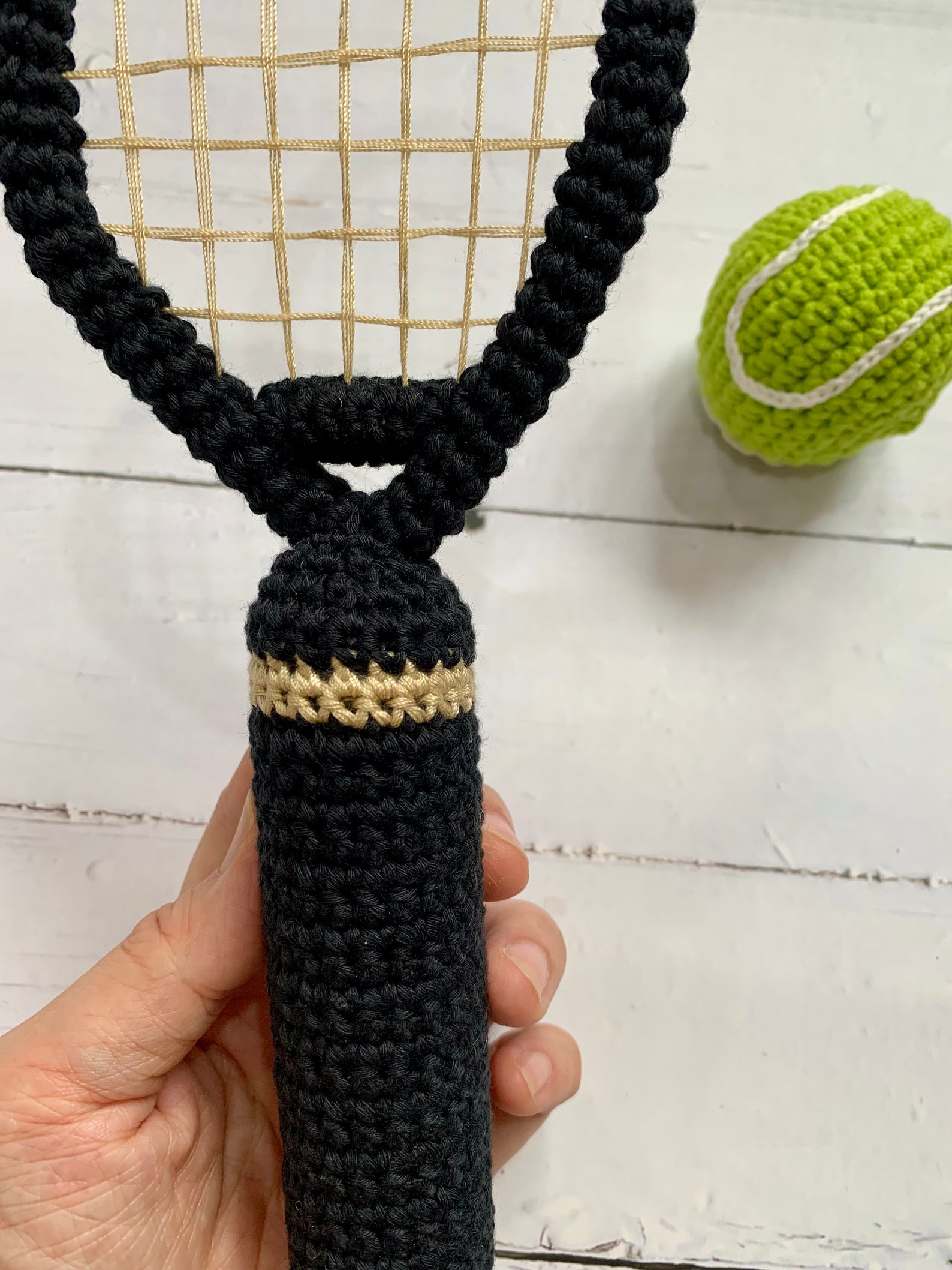 Set of Baby Toy With Crochet Tennis Ball and Racket, Tennis Ball Toy ...