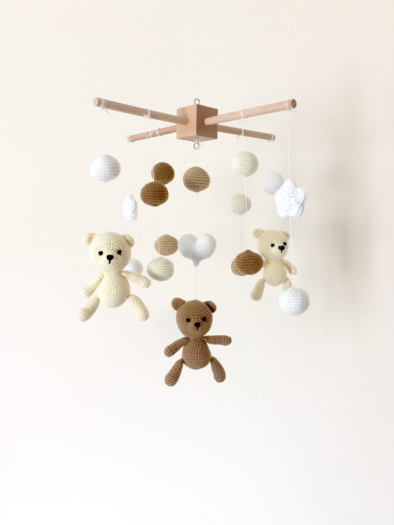 Vintage Bear Baby Mobile Crochet Bear Baby Nursery Neutral | Etsy