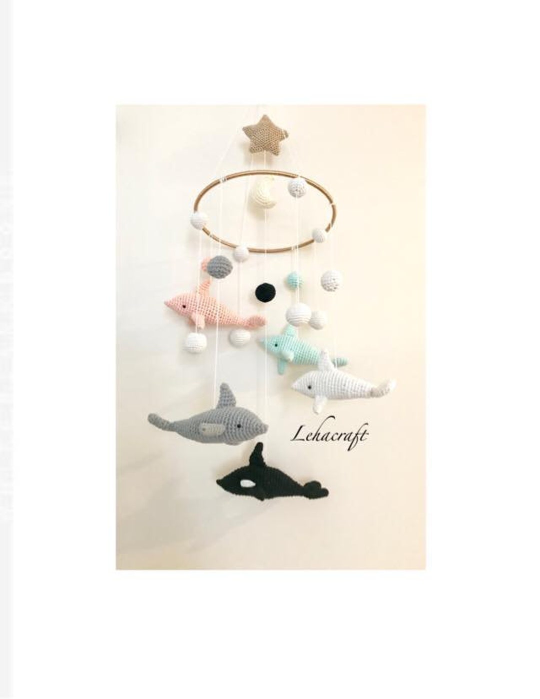 Dolfijnen baby mobiel, mobiele kinderkamer, haak baby mobiel, haak ...