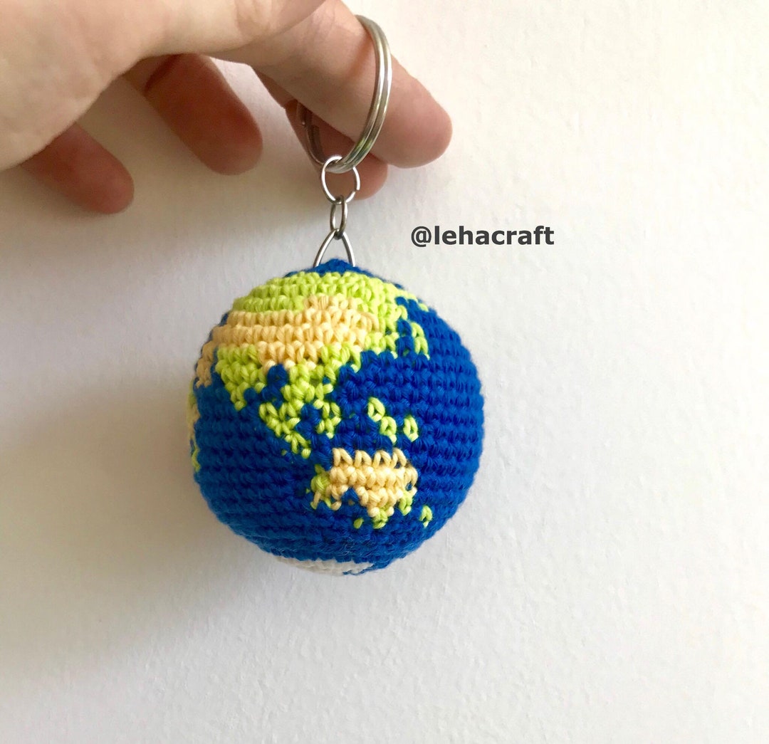 Crochet Globe Keychain, Pure Handmade, Little Gift for Your Kid, Friend ...