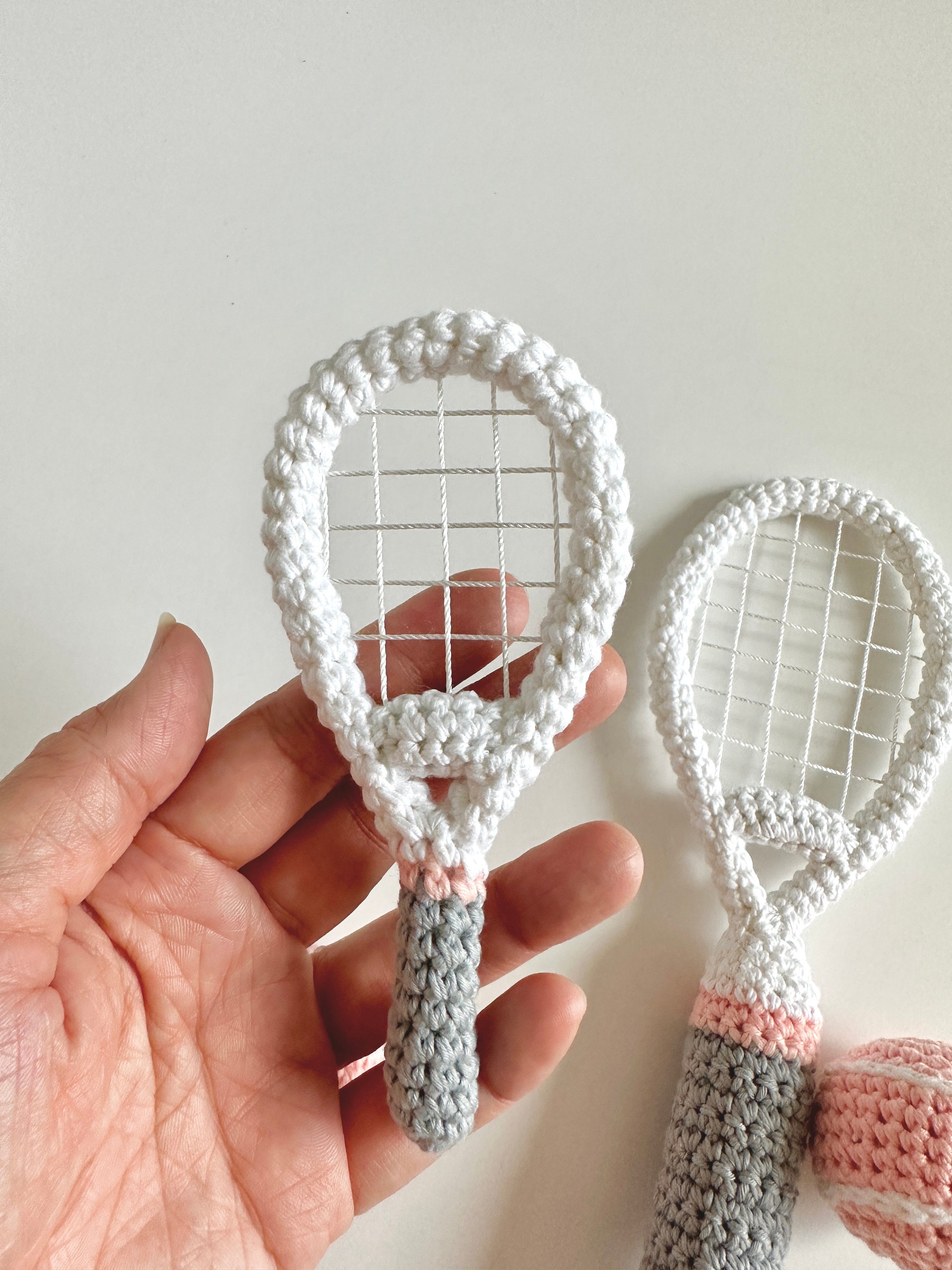 Set of Baby Toy With Crochet Tennis Ball and Racket, Tennis Ball Toy ...