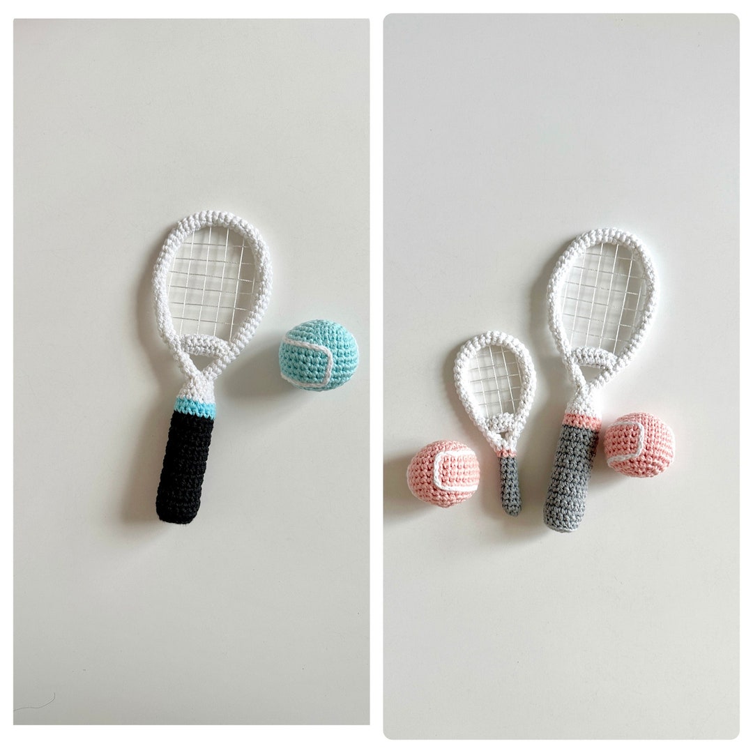 Set of Baby Toy With Crochet Tennis Ball and Racket, Tennis Ball Toy ...