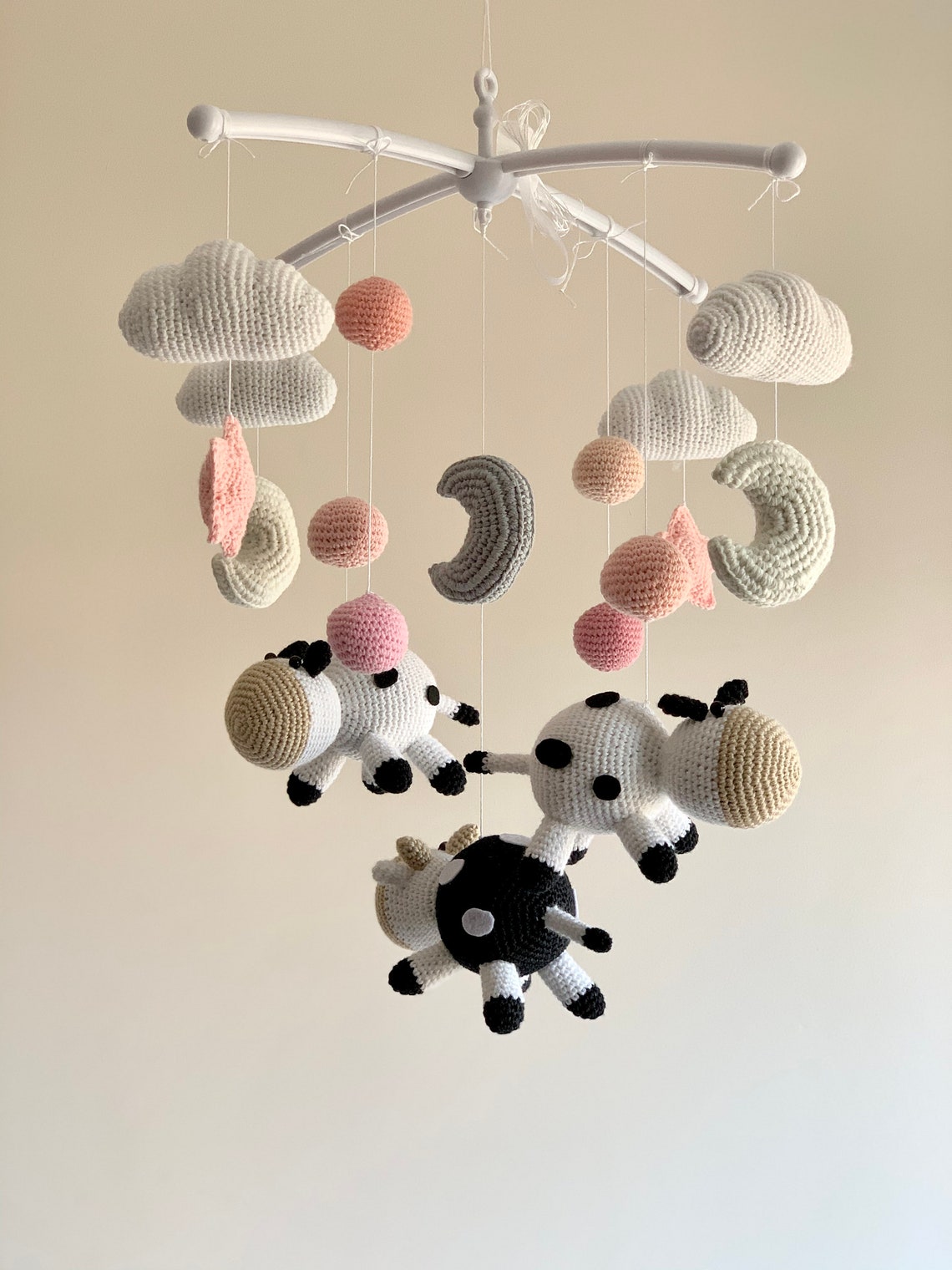Cows Baby Mobile Crochet Cow Cow Baby Nursery Moon Star - Etsy
