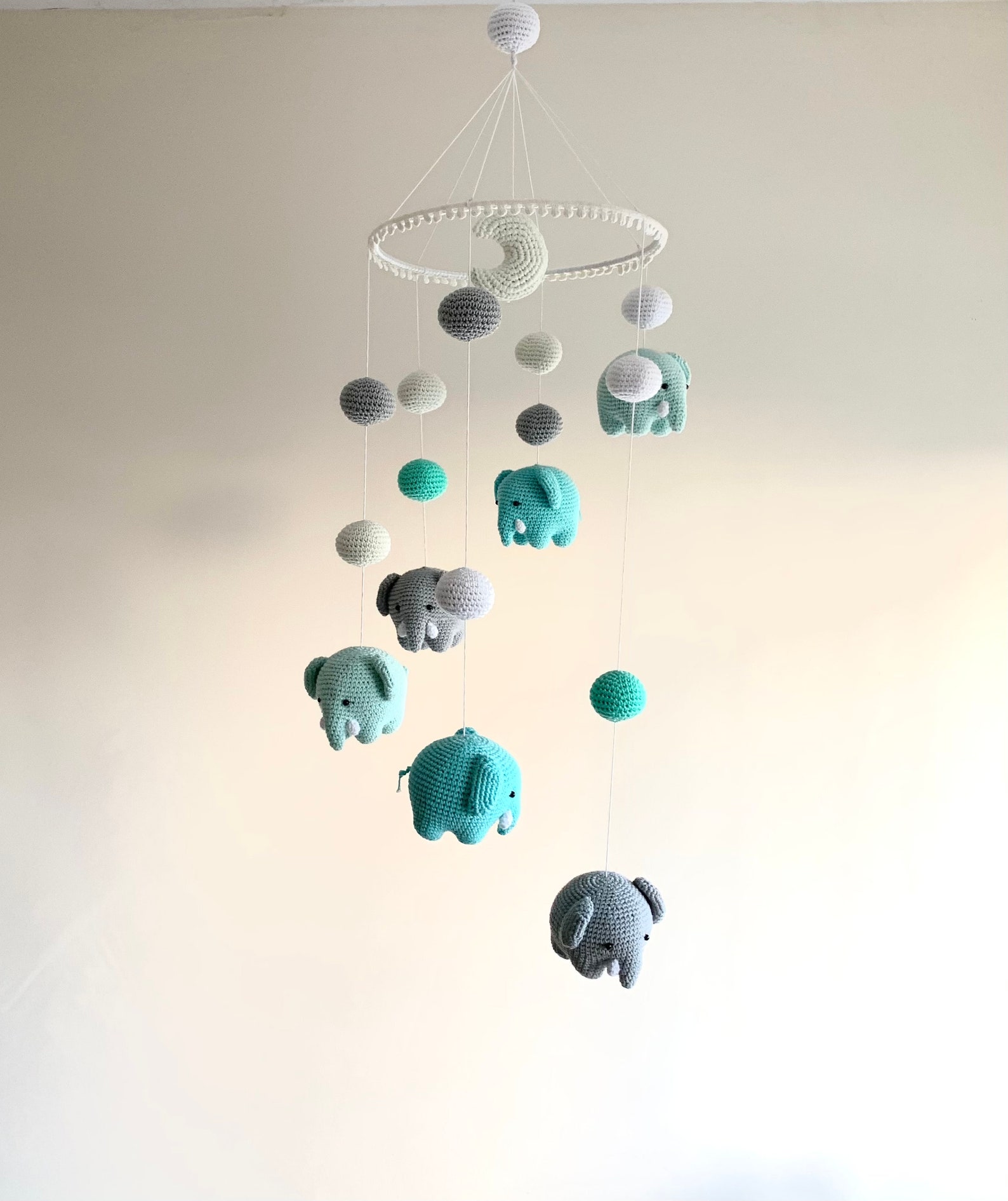 Elephant Baby Mobile, Crochet Elephant Mobile, Toy Baby Mobile, Baby ...