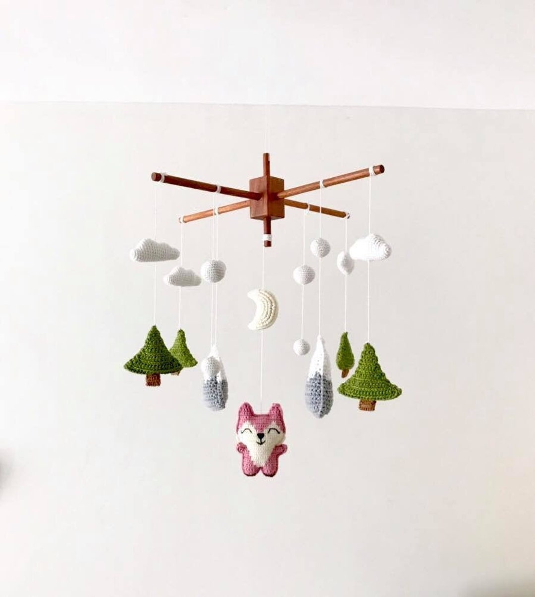Little Fox Baby Mobile, Fox With Trees and Snow Moutains, Toy Baby ...