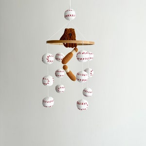 Baseball Baby Mobile, Baseball Bat Baby Nursery, Crochet Baseball ...