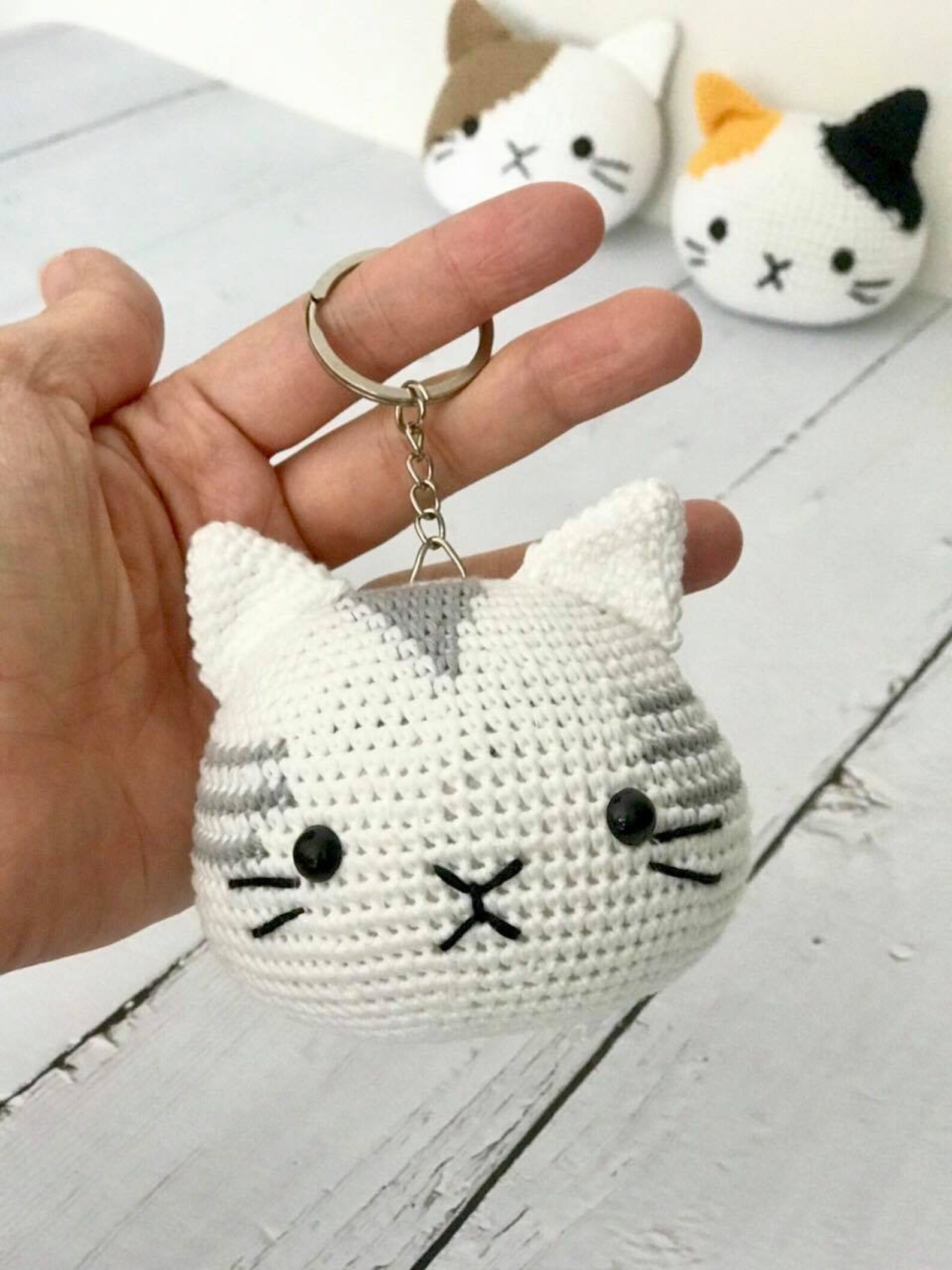 Big Head Kitten Keyring, Kitten Keyring. Crochet Kitten, Crochet Cat ...