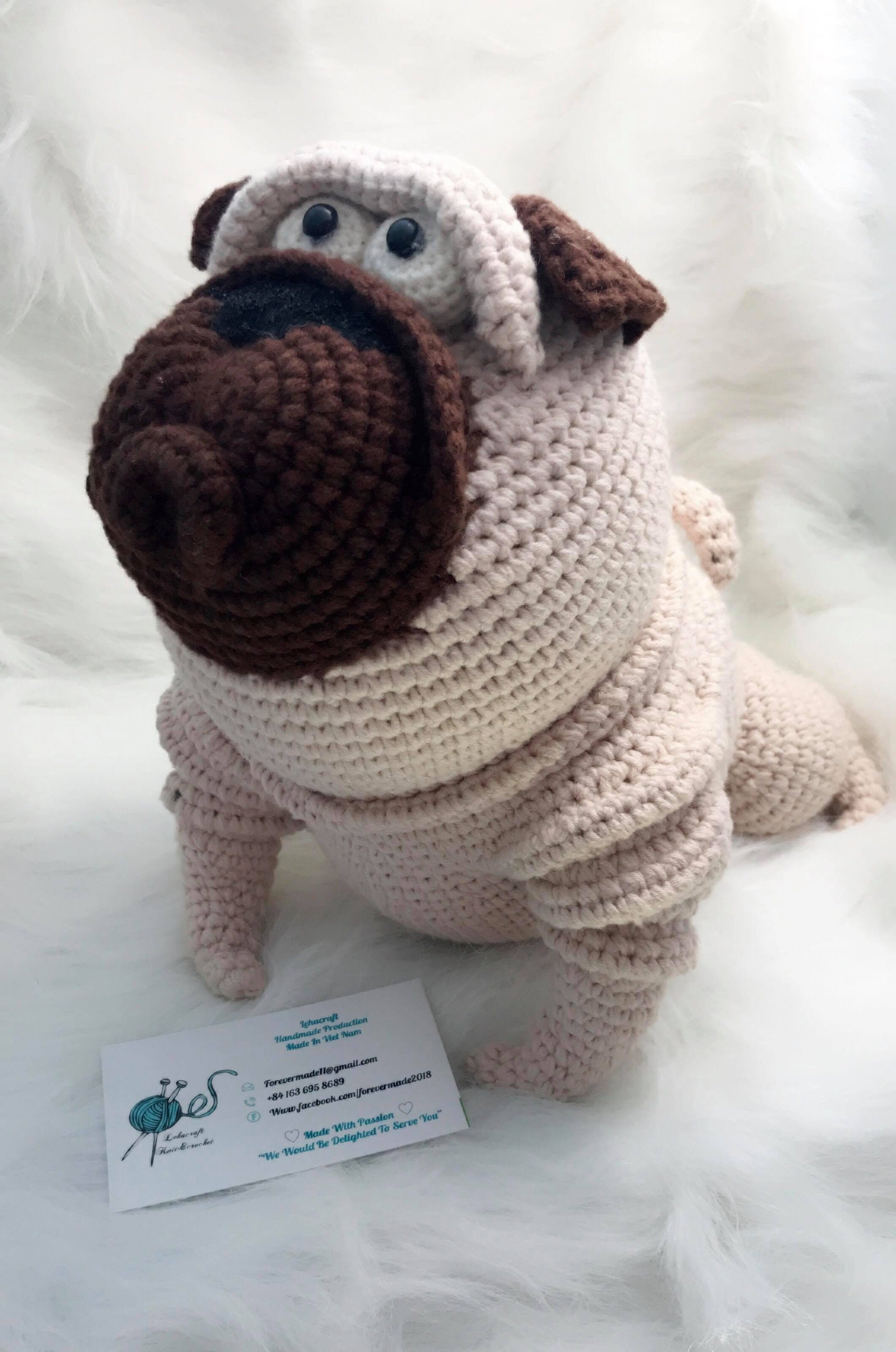 Crocheted Pug Makes dumb Face Perfect Gift for | Etsy