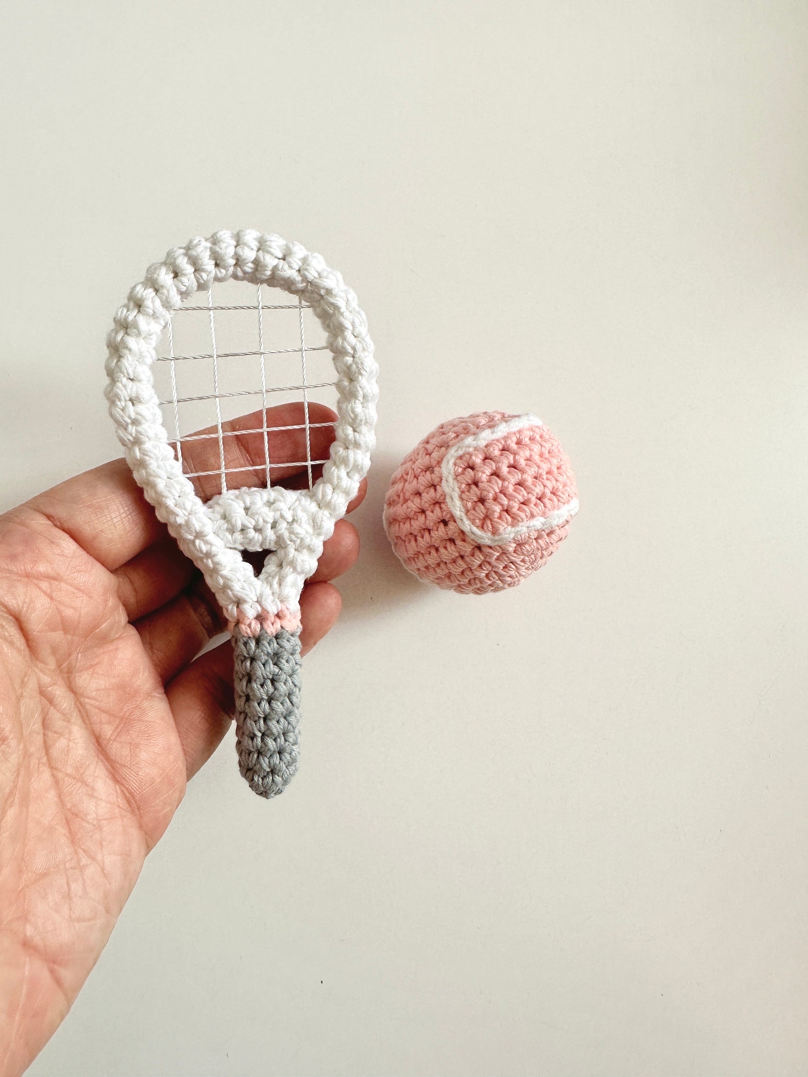 Crochet Tennis Balls and Rackets Baby Mobile , Crochet Tennis Balls ...