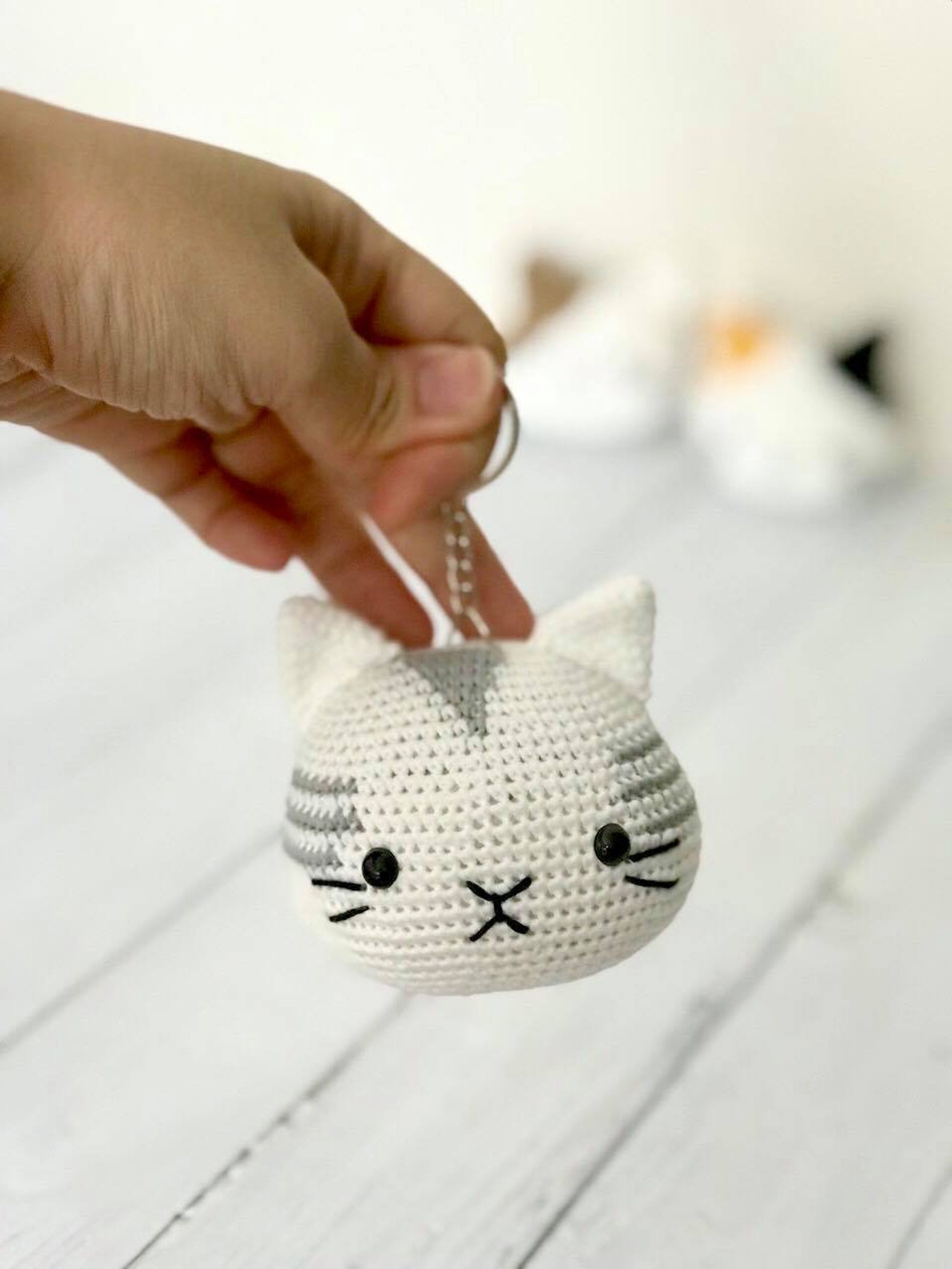 Big Head Kitten Keyring, Kitten Keyring. Crochet Kitten, Crochet Cat ...