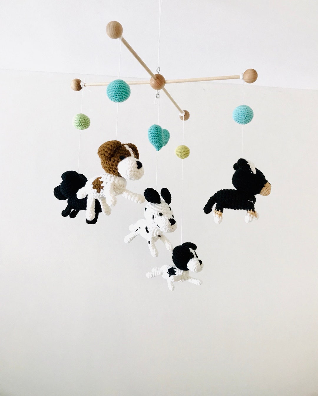 Puppies Baby Mobile, Crochet Puppy, Crochet Dog Baby Nursery, Dogs Baby ...