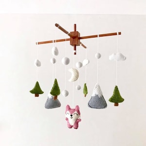 Little Fox Baby Mobile, Fox With Trees and Snow Moutains, Toy Baby ...