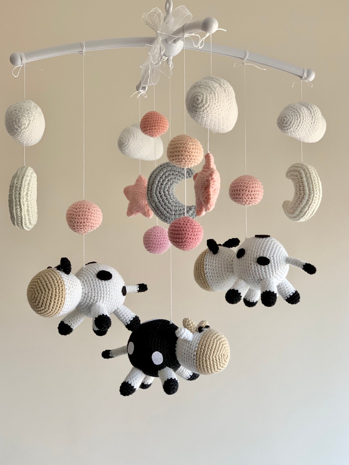 Cows Baby Mobile Crochet Cow Cow Baby Nursery Moon Star - Etsy