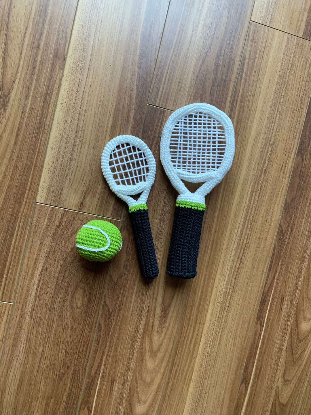 Set of Baby Toy With Crochet Tennis Ball and Racket, Tennis Ball Toy ...