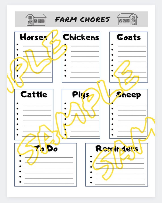 Farm Chores Livestock Chores Farm To Do List Etsy