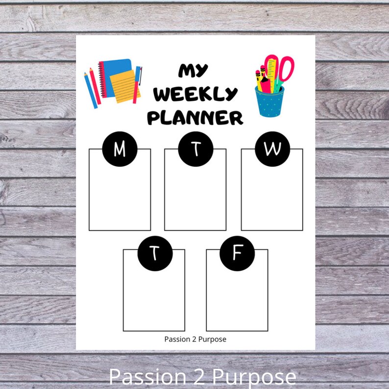 Weekly Planner for Kids, Printable Planner for Kids, Print at Home ...