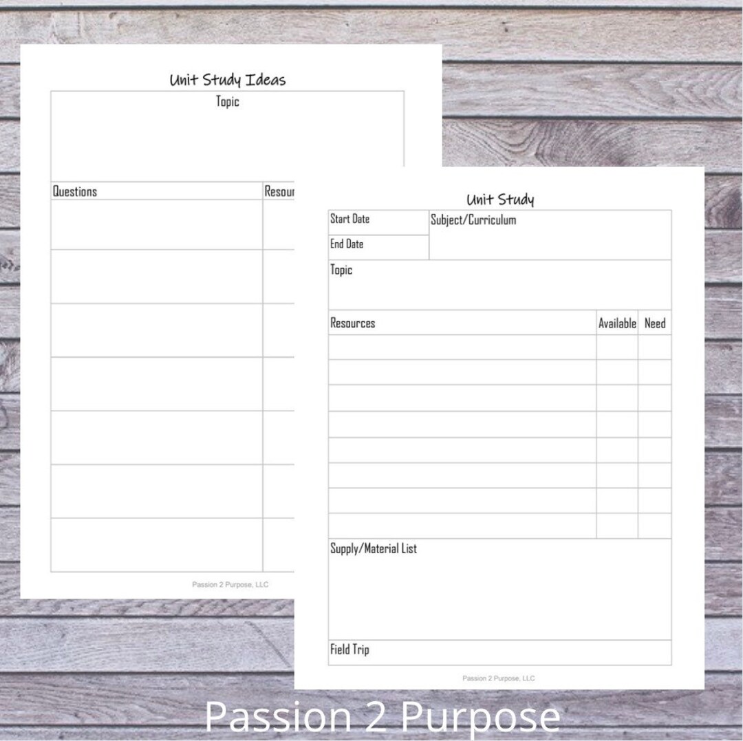 Unit Study Planner, Homeschool Unit Study Planning, Lesson Planning ...