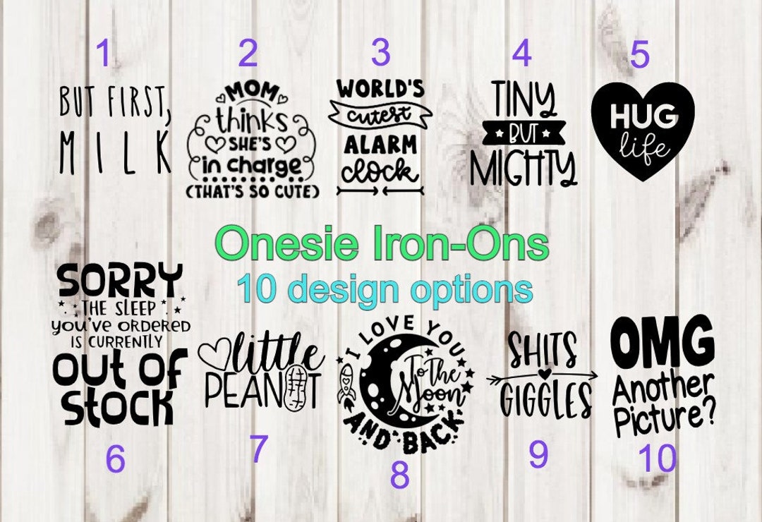 Baby Bodysuit Station Iron-on Kit, 10 Girl Iron Ons, Some Gender Neutral Iron Ons, Decals, Baby ...