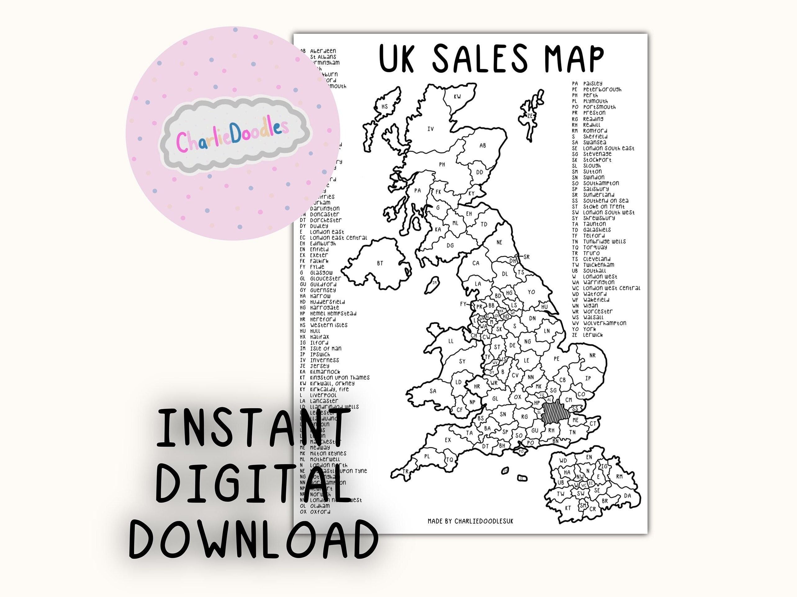 UK Sales Map, Postcode Map, Instant Digital Download - Etsy UK