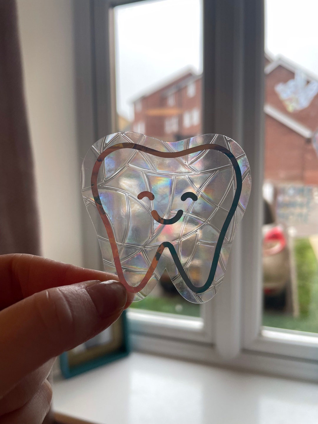 Smiley Tooth Rainbow Sun Catcher, Window Decal - Etsy UK