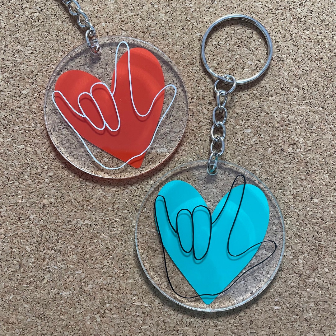I Love You Hand Sign Keyring, BSL, British Sign Language, ASL, Keychain ...
