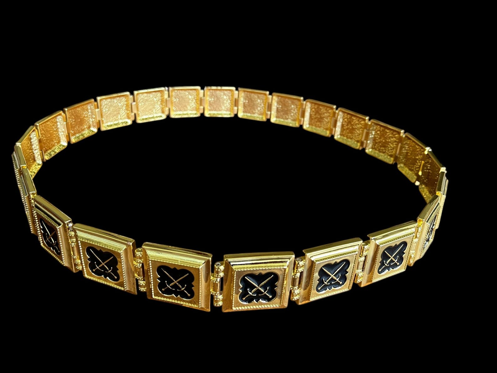 14th - 15th Century Knightly Plaque Belt - Black With Crossed Swords ...