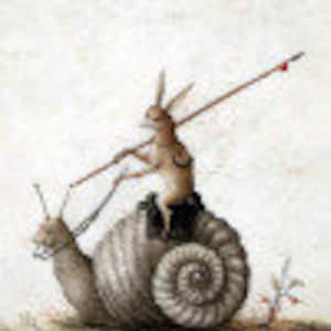 Battle Bunny #02 - Rabbit Joust on a Snail - Medieval Marginalia ...