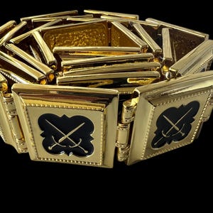 14th - 15th Century Knightly Plaque Belt - Black With Crossed Swords ...