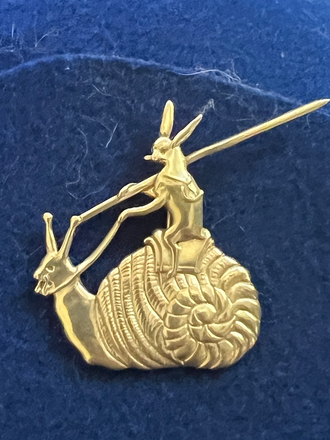 Medieval Battle Bunny 02 Rabbit Joust on a Snail Jewelry Gift Pin HEMA ...