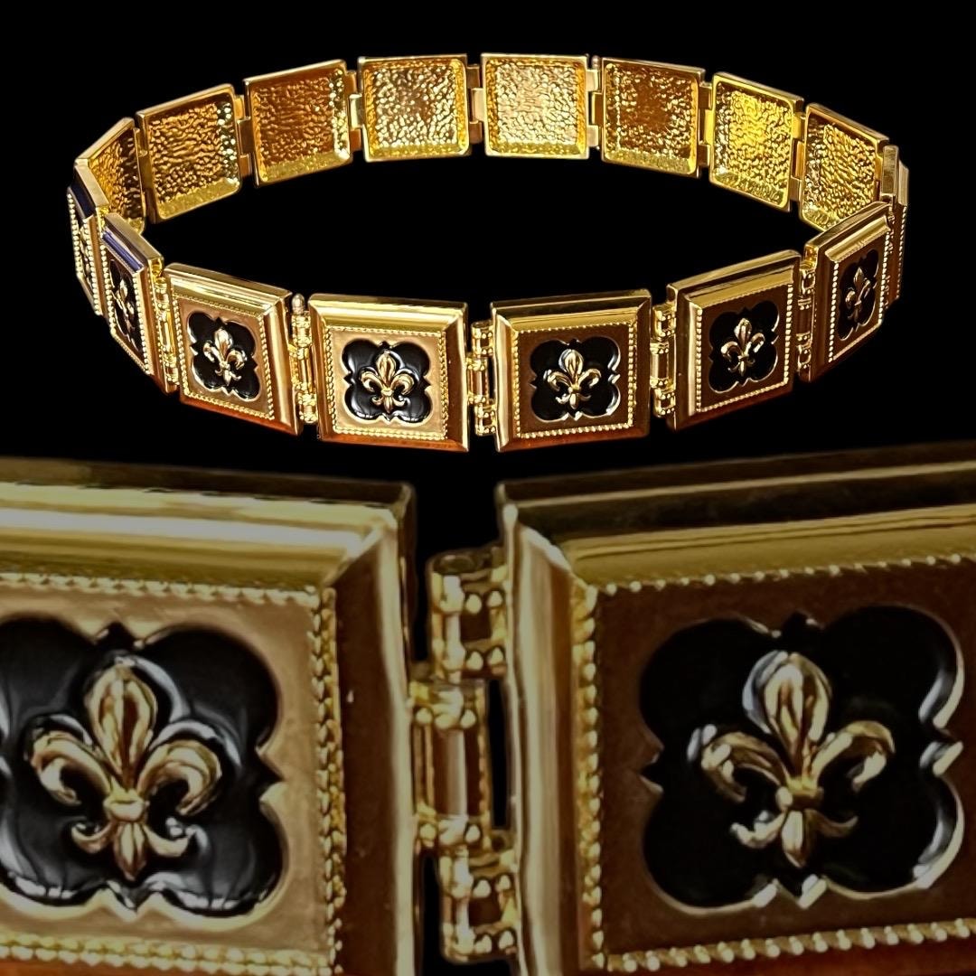 14th - 15th Century Knightly Plaque Belt - Black With Fleur-de-lis - 35 ...