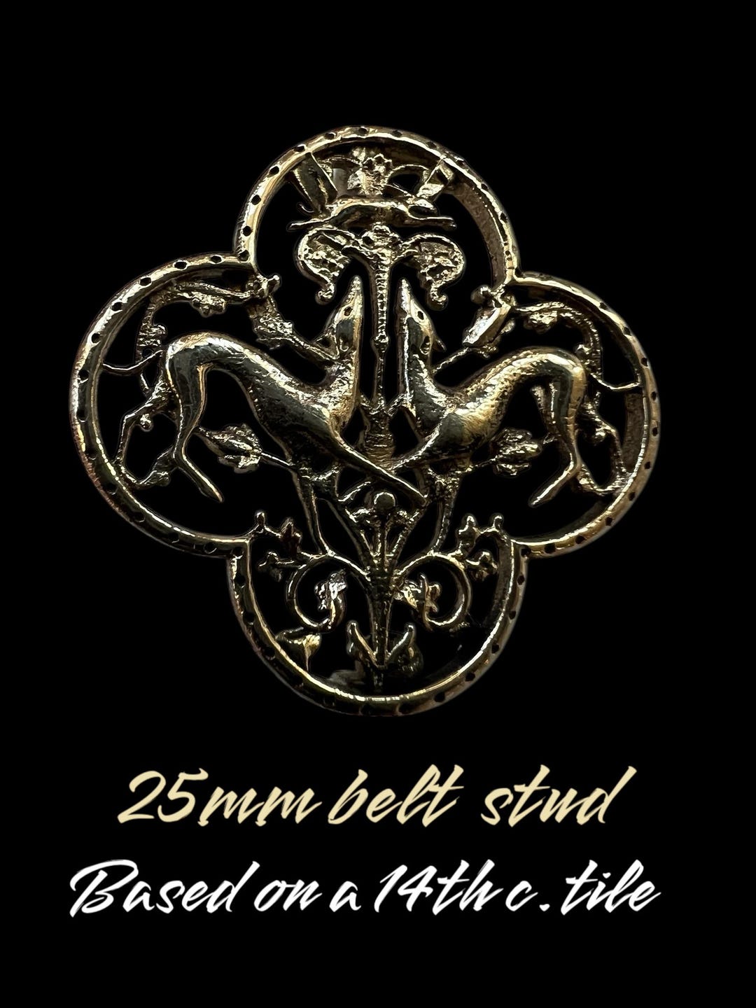 14th Century Hound Brass Belt Stud - Medieval Reenactment (25mm) - Etsy