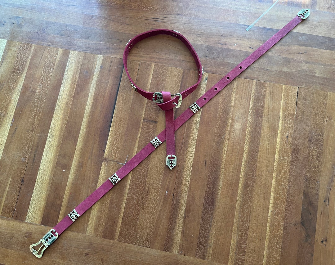 Medieval Garters - Pair - Burgundy With Floral Piercework - Etsy